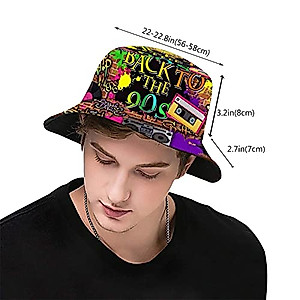 LVGOOKI Funny Retro 80s 90's Style Design Summer Unisex Reversible Print Bucket Hat