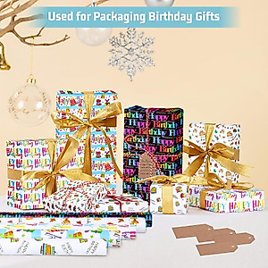 GAOHUI Colorful Wrapping Paper for Boys Girls Kids Men Women- 12 Pack Birthday Wrapping Paper Set for Birthday Party- 27.6x19.7 Inch Per Sheet