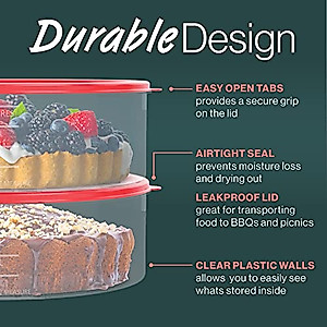 HOUZZKINGZ USA Pie Carrier Cake Storage Container with Lid | 10.5" Large Round Plastic Cupcake Cheesecake Muffin Flan Cookie Airtight Tortilla Holder | Pie Keeper Transport Container
