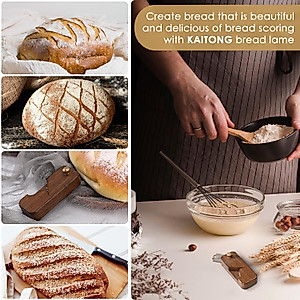 KAITONG Premium Magnetic Bread Lame Dough Scoring Tool, Wooden Hand Crafted Sourdough Lame Bread Scoring Tool, Dough Scoring Knife for Sourdough Bread Baking & Bread Making Tools & 5Razor Blades