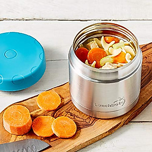 LunchBots 16oz Thermos Stainless Steel Wide Mouth - Insulated Thermos With Vented Lid - Keeps Food Hot or Cold for Hours - Leak-Proof Portable Thermal Food Jar is Ideal for Soup - 16 ounce - Aqua