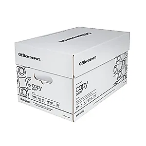 Office Depot White Copy Paper, 8 1/2in. x 11in., 20 Lb, 500 Sheets Per Ream, Case Of 10 Reams, 40402786