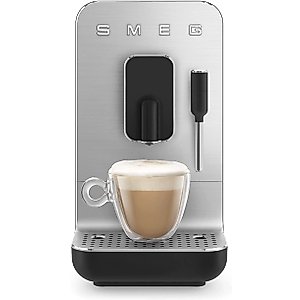 SMEG Fully Automatic Coffee Machine with Steam, Black BCC02BLMUS, Large