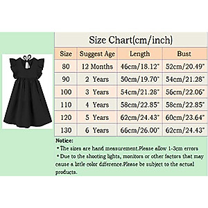 RJXDLT Toddler Dress Baby Girls Cotton Linen Ruffle Sleeve Tiered Swing Casual Summer Boho Dresses 379 Black 80