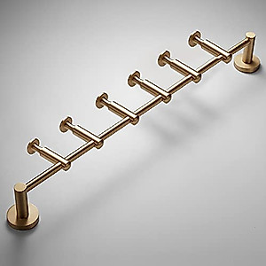 Coat Rack Metal Wall Mounted Coat Hanger with 6 Hooks Adjustable Spacing Angle Modern Coat Rack for Entryway Bedroom Coats Scarfs Bag Hat Umbrella Space Saving
