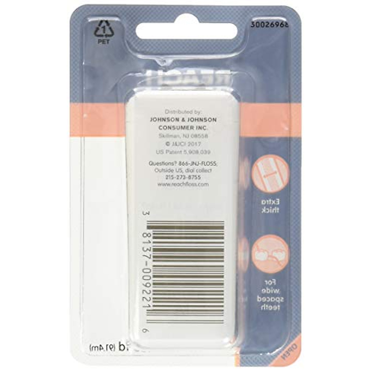 Reach Dentotape Waxed Dental Floss with Extra Wide Cleaning Surface for Large Spaces between Teeth, Unflavored, 100 Yards (Pack of 5)