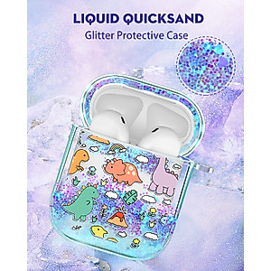 Kokaaee for Airpod Case 2nd & 1st Generation Cover Kawaii Funda Cute Aesthetic Girl Women Protector Liquid Glitter Bling Sparkly Design Estuche Keychain Girly for Apple Air Pod 1/2 Gen