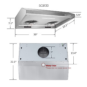 Pacific Trusteam Range Hood, 30''/36'' under cabinet, high-temperatur auto steam cleaning, Max 900CFM, LED light, responsive touch control, stainless steel housing (30'')