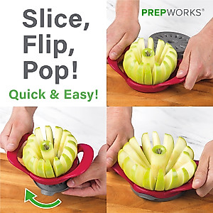 PrepWorks by Progressive Dishwasher Safe 16-Slice Thin Apple Slicer and Corer with Attached Safety Cover
