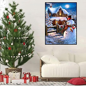WUSARPLY Christmas Stamped Cross Stitch Kits - Snowman Needlepoint Counted Cross Stitch Kits for Beginners Adults Patterns Dimensions Embroidery Kits Arts and Crafts