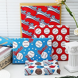 Dtiafu Baseball Wrapping Paper -12 Sheet Gift Wrapping Paper Folded Wrap 20'' x 27.5'' Sport Party Favor for Men Baseball Birthday Party Holiday