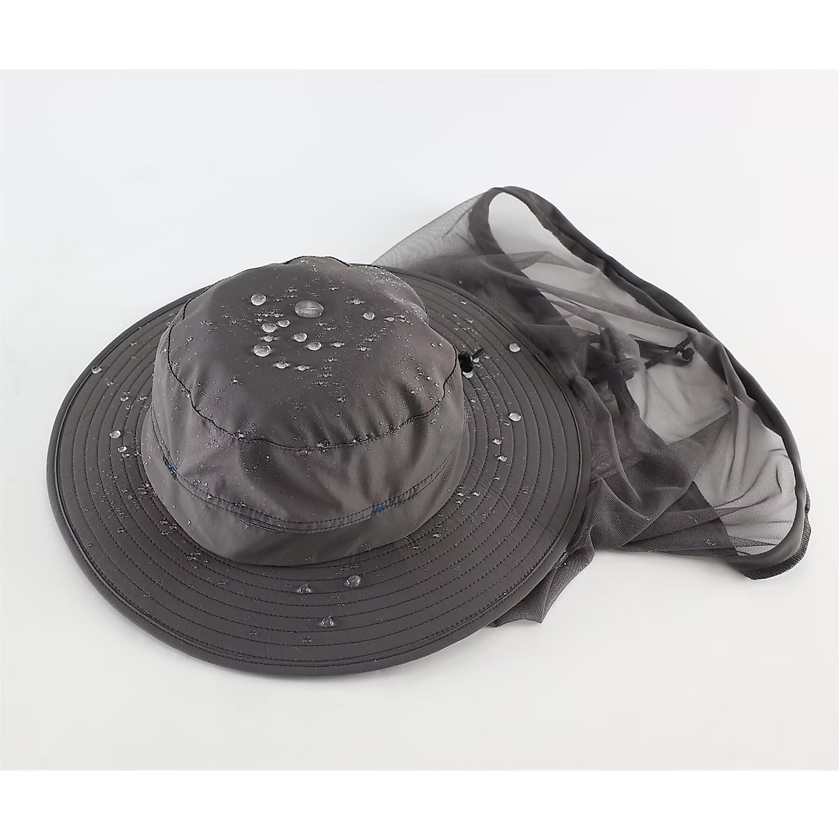 Connectyle Men's Mosquito Net Hat for Fishing Gardening UV Protection Safari Sun Hat Mesh Veil Bucket Hats UPF 50+ Dark Grey