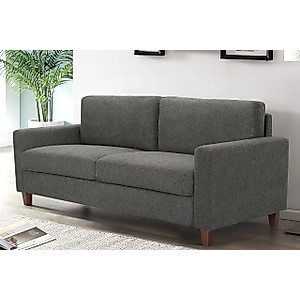 US Pride Furniture Mid Century Modern Couch with Reversible Back Pillows, 3 Seater Sofa for Small Spaces, Living Rooms, Apartments, and Condos, 77" Wide, Grey