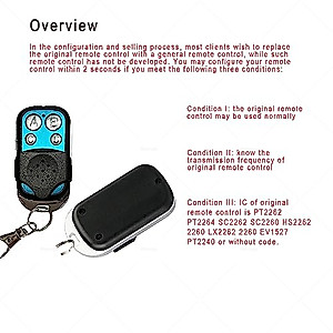 Cloning Remote Control Keychain, Replacement Garage Door Electric Gate, Duplicates and Replaces Original Factory Remote Controls for Vehicle Central Locking Systems (KSTCP*2)