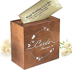 Daily Venture Wood Card Box with Slot & Lid | Assembled Card Box for Party | Rustic Wood Card Box for Wedding, Envelope Gift Box for Reception, Baby Shower, Wedding Card Box for Cards and Money