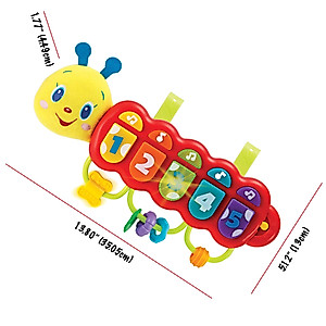KiddoLab Lira Baby, w/Lights & Music, Spinner & Rings, Musical Caterpillar, Musical Baby Toys 3 Plus Months, Baby Caterpillar Toy, Baby Toy Caterpillar, Caterpillar Stuffed Animal Soft Head for Babies
