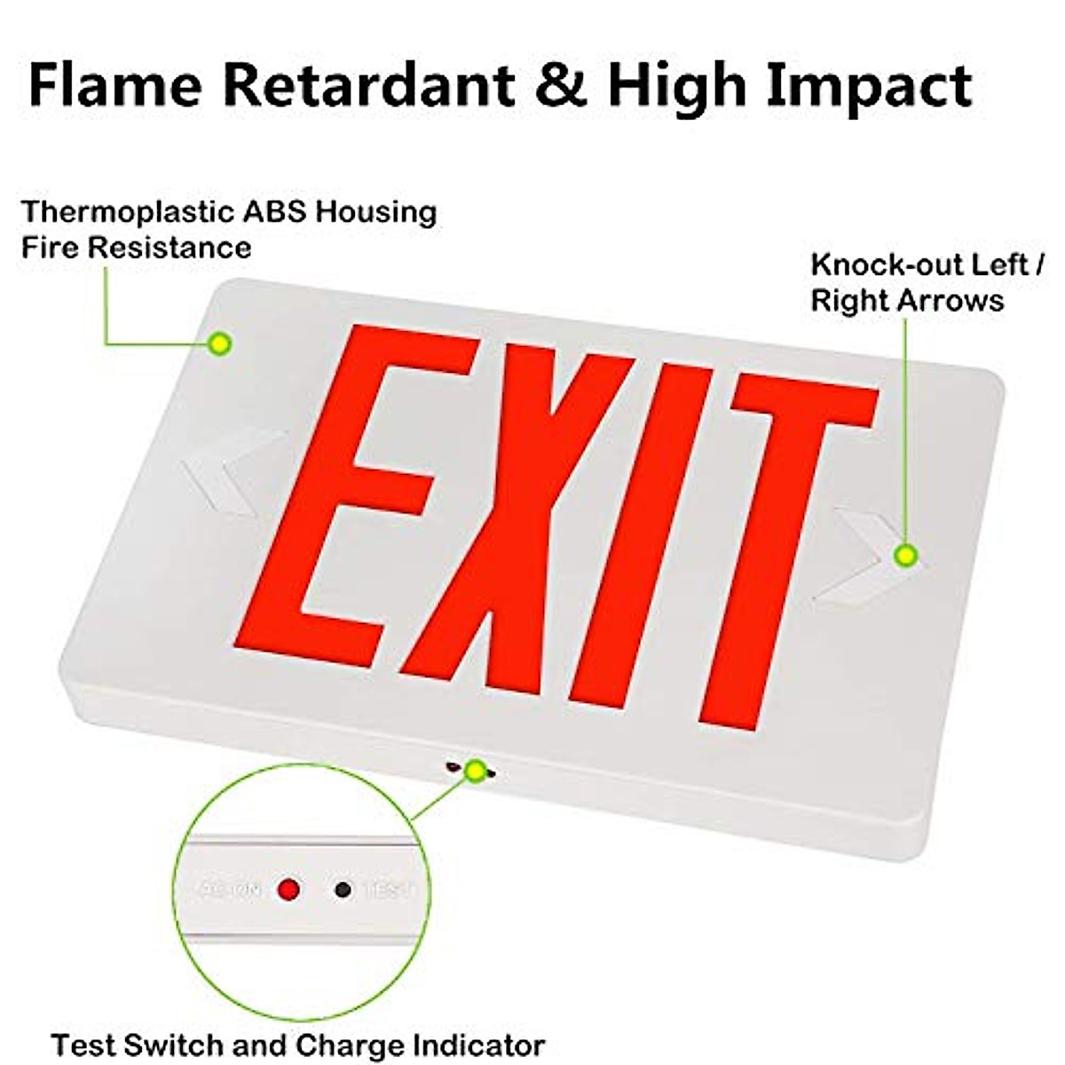 Litufine Ultra Slim LED Exit Sign, Red Letter Emergency exit Lights, 120V-277V Universal Mounting Double Face (1-Pack)
