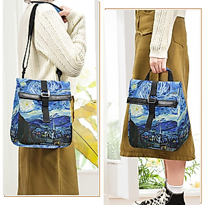 panksolu Starry Night Van Gogh Lunch Bags for Women Insulated Leakproof Lunch Box Reusable Cooler Tote Bag with Adjustable Shoulder Strap for Work School Picnic