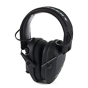 Walker's Slim Shooter Electronic Hunting Hearing Protection Earmuffs w/ 23 Decibel Noise Reduction and Sound Amplification, Black Punisher (3 Pack)