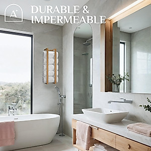 Wall Towel Rack for Rolled Towels, Bamboo Wooden Towel Racks for Bathroom Modern Wooden Towel Holder Vertical Bamboo Towel Rack Wooden Rack Guest Bath Spa Blanket Gym Mat (Natural Bamboo, Extra Large)