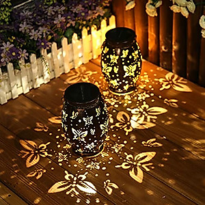 2 Pack Solar Lanterns Butterfly Hanging Solar Outdoor Lights Solar Powered Patio Lights Decorative for Garden Yard Table Women Gifts
