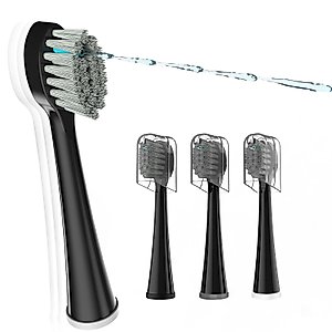 Replacement Brush Heads for Waterpick Sonic Fusion 2.0 Flossing Toothbrush with Cover, Compact, 3 Count Black, Soft Bristles