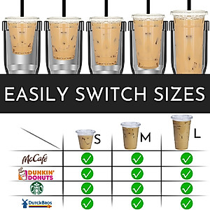 Universal Iced Coffee Sleeve - Upgraded Double Wall Reusable Stainless Steel Holder Sleeves Insulator for Cold Drinks Fits Starbucks Dunkin Donuts McDonalds Small Medium Large Cups (Luxy Leopard)