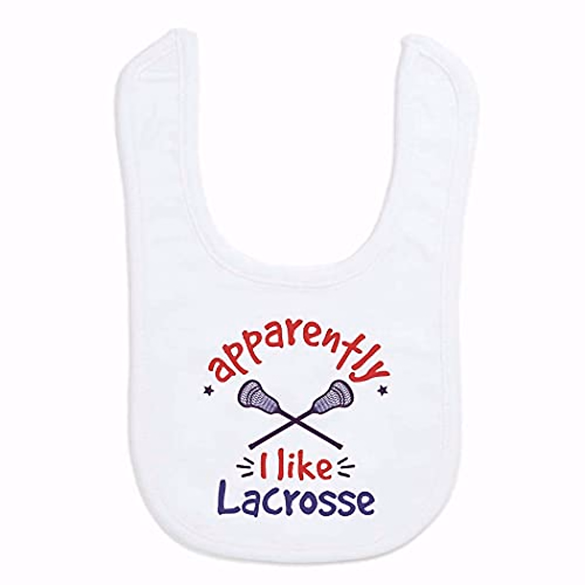 ChalkTalkSPORTS Guys Lacrosse Baby & Infant Bib | Apparently, I like Lacrosse | Microfiber Bib