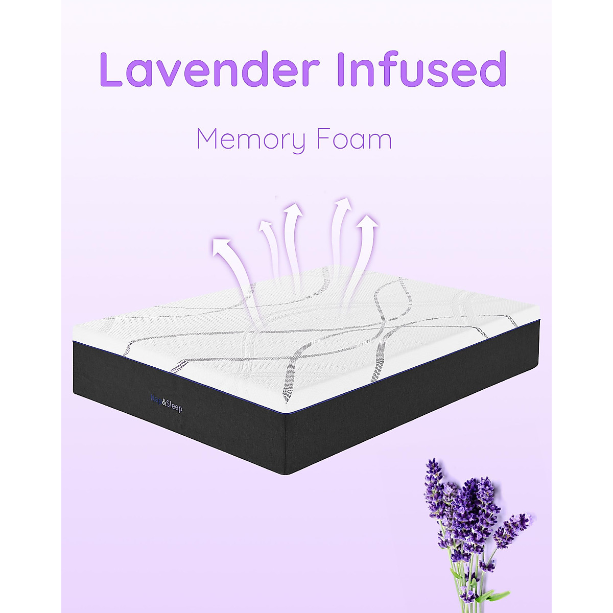 NAP&SLEEP Memory Foam Mattress - Lavender Infused with Cold Touch Cover, Medium Firm to Plush Feel, Helps with Sleep - Sizes Full, Queen, King, 10", 12", 14" (12" Medium, King (U.S. Standard))