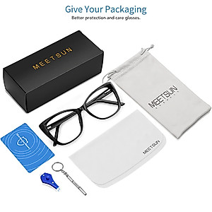 MEETSUN Blue Light Blocking Glasses for Women Anti Eyestrain Filter Blue Ray Computer Game Glasse&UV/Reduce Glare Lens (Black Frame)