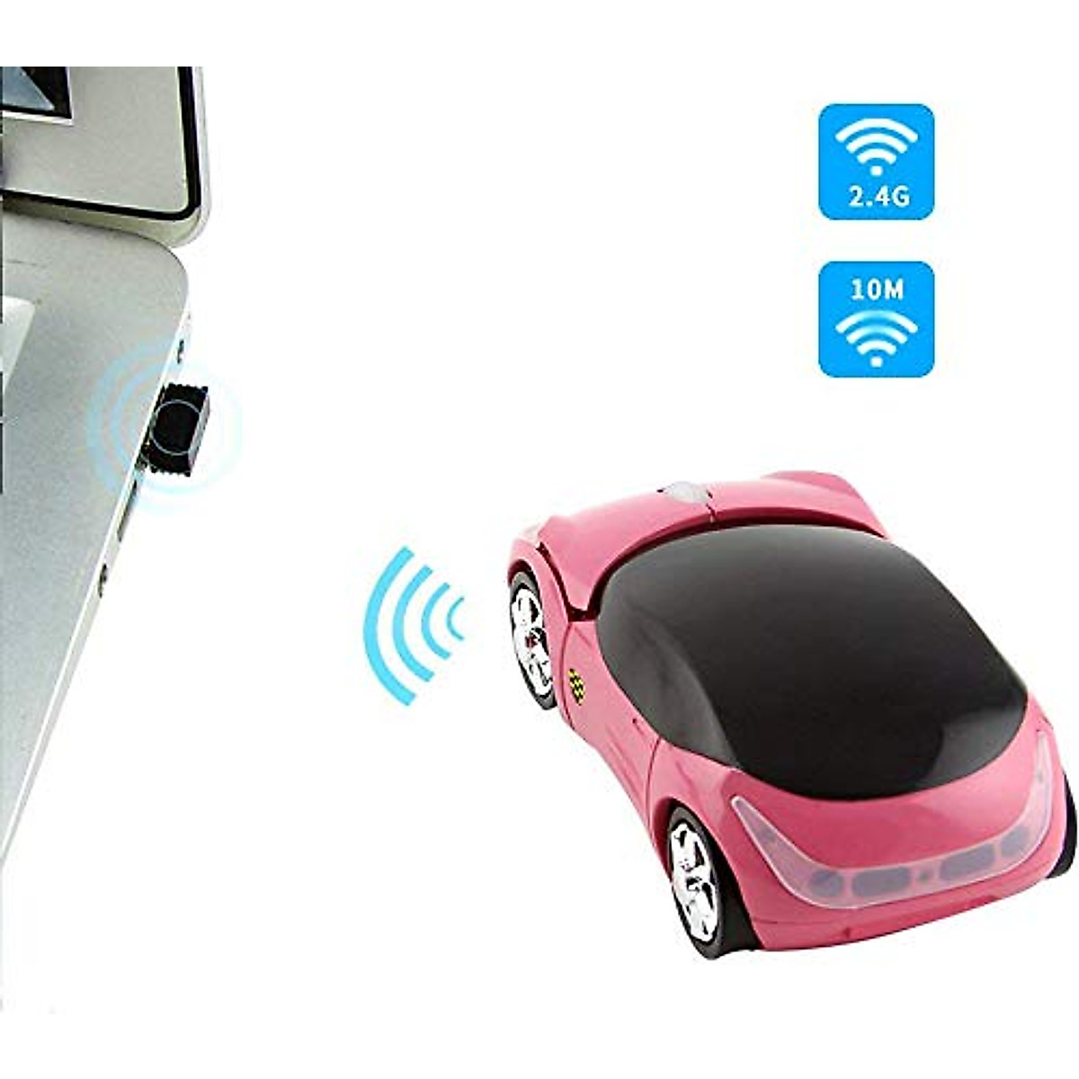 Wireless Mouse Cute Sport Car Shape Mouse Optical Ergonomic Gaming Mice Mini Small Office Mouse Gift for Boy Girl Men Women Kids Mom Dad with USB Receiver for PC Laptop Computer Mac,1600DPI 3 Buttons