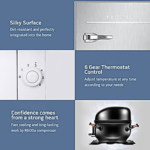 Frestec 3.1 Cu.Ft Mini Fridge for Bedroom, Retro Mini Refrigerator with freezer, Dorm Fridge with Freezer, Compact Small Fridge Perfect for Room and Office, Adjustable Temperature(with Handle, Silver)
