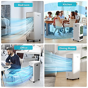 Portable Air Conditioner Evaporative Cooler Ac Unit,BEBEGINE Swamp Cooling Fan Without Hose,3-IN-1 Windowless Ventless for Room Offices,Remote,3 Speed,Water Tank,3 Ice Pack Large