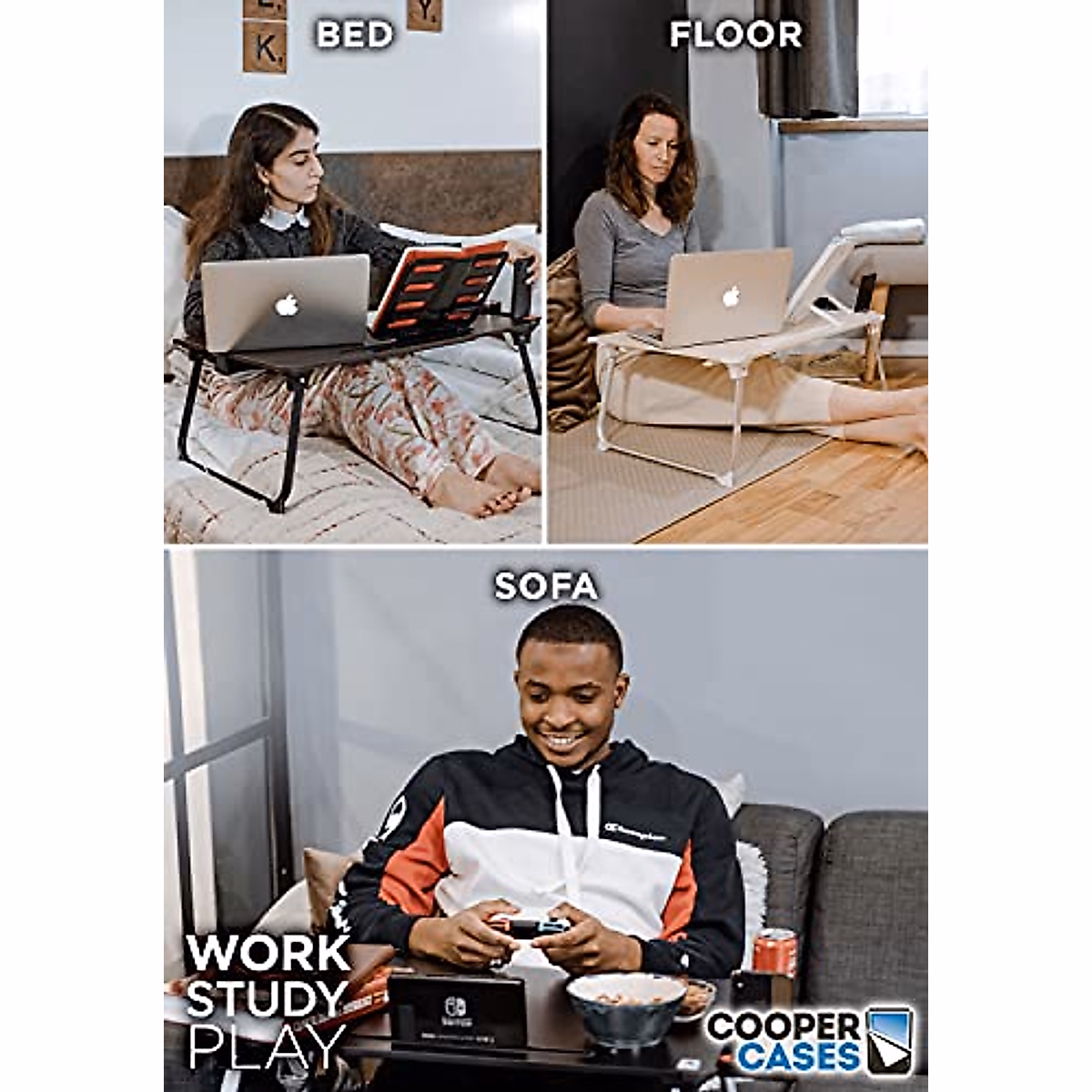 Cooper Mega Table Plus - Premium XXL Extra Large Lap Desk w/Book Stand | Multifunctional Folding Laptop Stand for Bed, Laptop Desk for Bed, Laptop Bed Stand, Laptop Bed Tray, Floor Desk (Black Onyx)