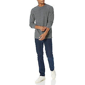 Amazon Essentials Men's Slim-Fit Long-Sleeve Waffle Shirt, Charcoal, Large