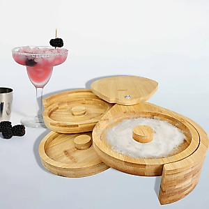 3-Tier Margarita Glass Rimmer,Bar Juice Cocktail Seasoning Box for Bartender Bar Party Tool,Baraiser Bamboo Glass Rimmer