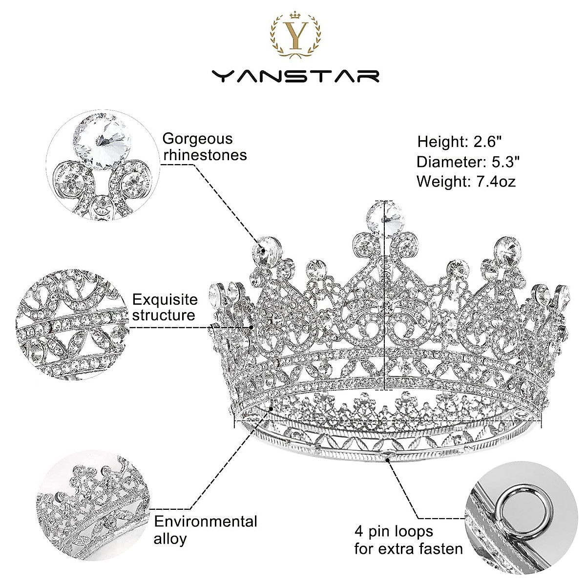 Silver Crown for Women Crystal Queen Crowns and Tiaras for Girls Pageant Birthday Wedding Prom Party Valentines Costume