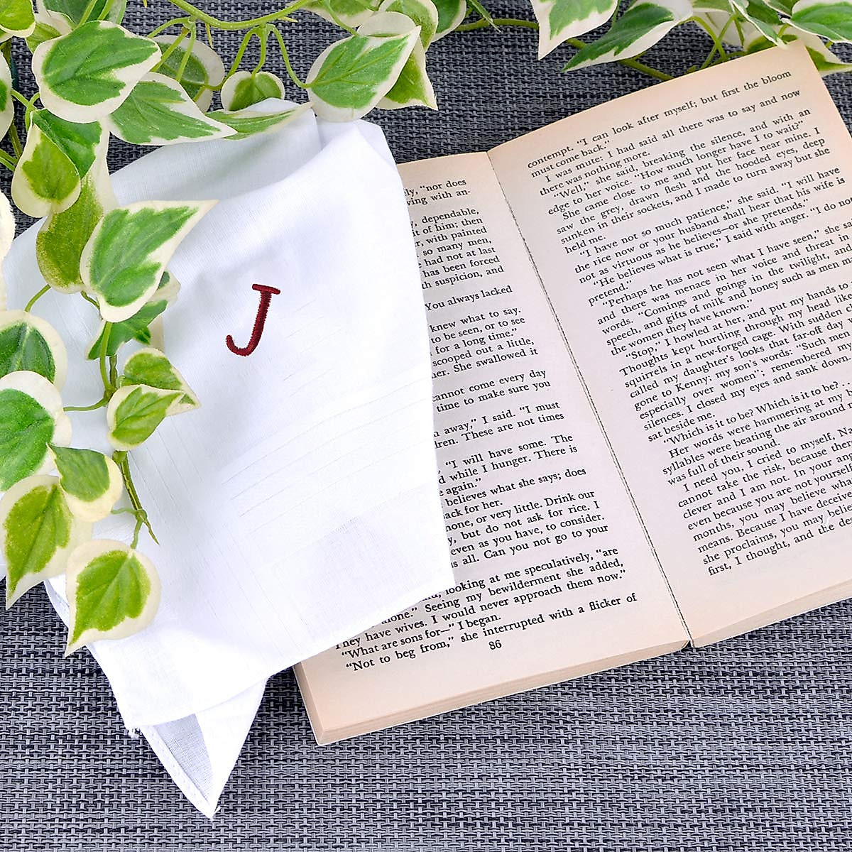 Monogrammed Handkerchiefs for Men - Soft Hankies for Men + Great Monogrammed Gifts - Intial J
