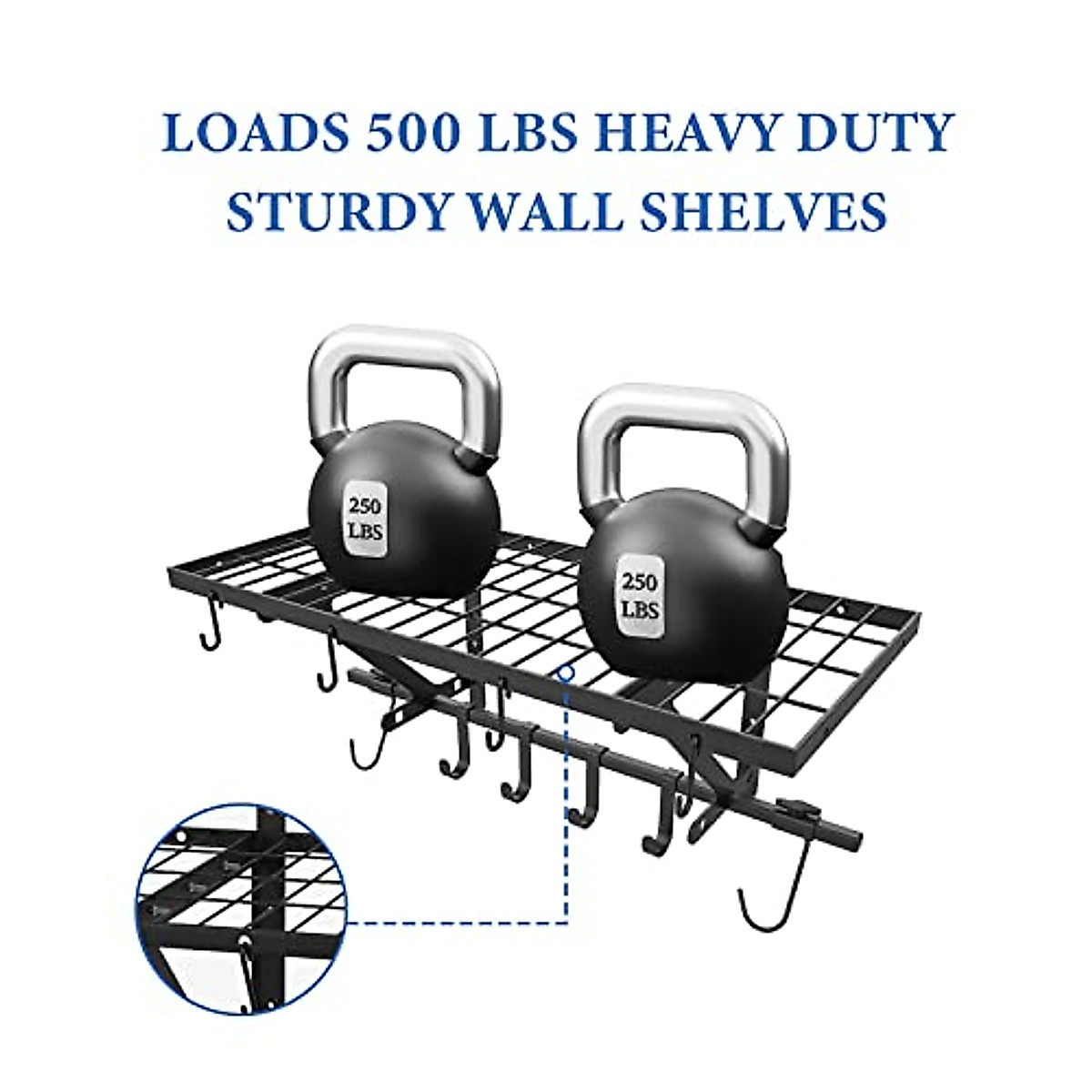 2-Pack Garage Storage Kit, Floating Garage Shelves with Bike Hanger, Wall Shelf Garage Storage Rack,Loads 500 lbs Wall Shelf Garage Storage Rack,Sturdy Garage Organizer Wall Mount Shelves