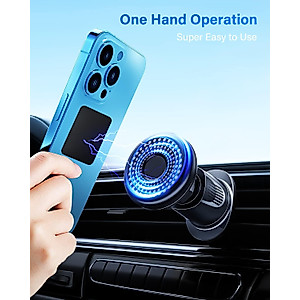 [ Military-Grade Magnetic Vent Hook] Phone Holder for Car, Hands Free Phone Car Mount Strong Magnet Air Vent Mount, 360° Rotation Car Phone Holder Compatible with iPhone Samsung Galaxy All Smartphones