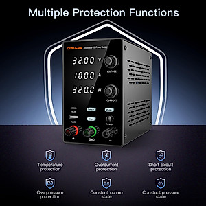DC Power Supply Variable, Adjustable Switching Regulated Power Supply (32V 10A) with Encoder Coarse & Fine Adjustments Knob, Bench Power Supply with USB & Type-C Quick-Charge Interface