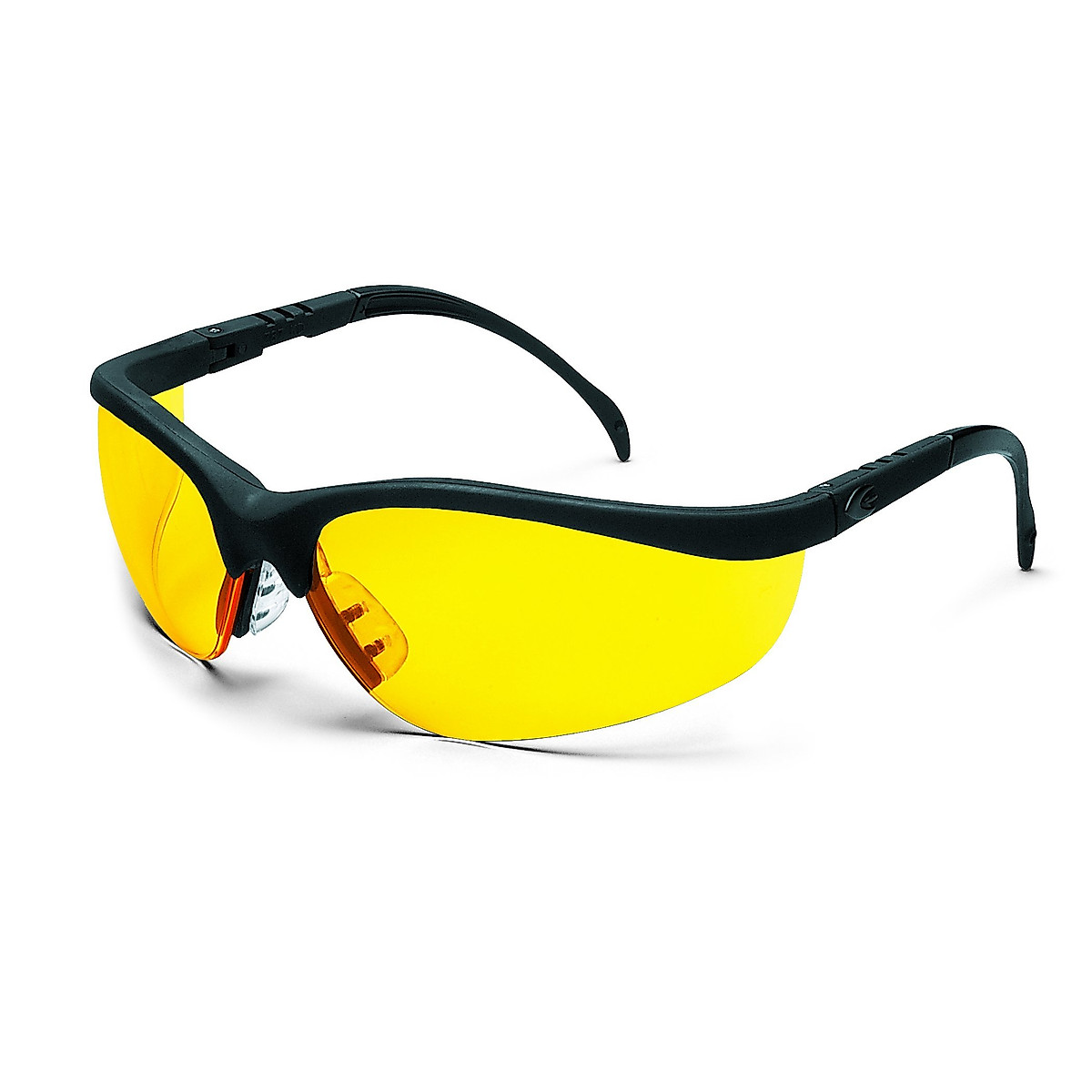 MCR Safety Glasses KD114 Klondike Black Matte Frame and Amber Lens with Scratch Resistant technology, 1 Pair