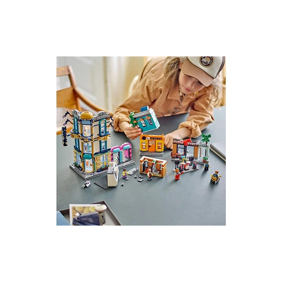 LEGO Creator Main Street 31141 Building Toy Set, 3 in 1 Features a Toy City Art Deco Building, Market Street Hotel, Café Music Store and 6 Minifigures, Endless Play Possibilities for Boys and Girls