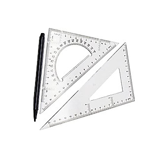 Pack of 2 Transparent Triangle Plastic Ruler Scale Set Square:30/60 Degree & 45/90 Degree Angle Acrylic Architectural Drawing Drafting Tool School Classroom Kids Triangular Rulers