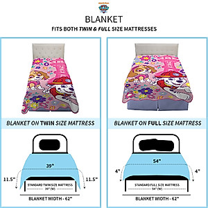 Paw Patrol Girls Kids Bedding Super Soft Plush Micro Raschel Blanket, 62 in x 90 in, (Official) Nickelodeon Product By Franco