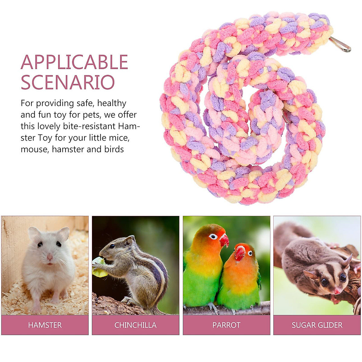 Ipetboom Sugar Glider Climbing Rope Sugar Glider Swing Toy Sugar Glider Toys Guinea Pig Toys Hanging Guinea Pig Toy Parrot Swings Toys Ferret Toys Pet Swing Braided Rope Cotton Rope Bite