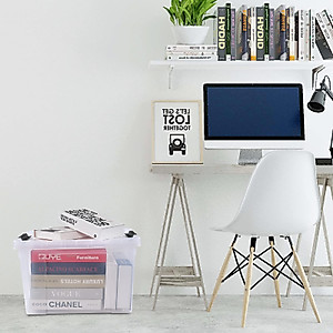 Kiddream 34 Quarts Latching Storage Box with Wheels, Clear Storage Totes Bins Set of 4, F