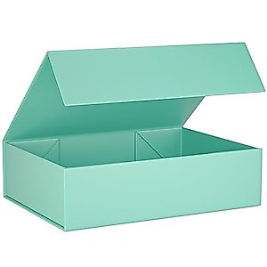 PSHVYM Gift Boxes with Lids, 11.5x7.8x3 In Tiffany Blue Gift Box for Presents Magnetic Closure for T-Shirts, Gloves, Scarves, Books, Baby Clothes, Robes Clothing Gift Wrap, Contains Card, Ribbon