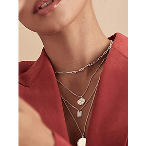 COZLANE Silver Paperclip Chain Necklace for Women Dainty Oval Link Chain Choker Necklace and Bracelet Set for Women Girls