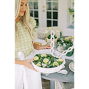 Mud Pie Beaded Serving Bowl, White, 5" x 12" dia